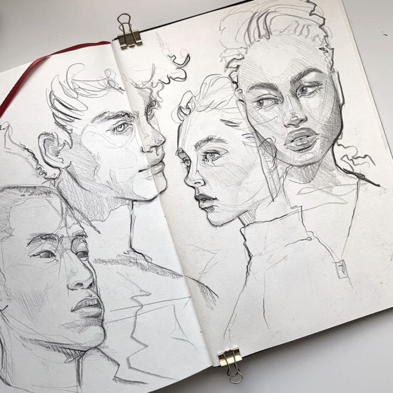 Pencil-Drawn Portraits - 100 Drawings to Sketch For Free